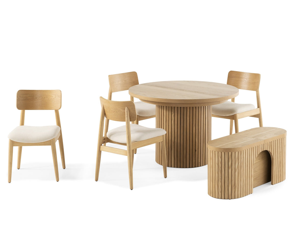 Extendable Round Dining Tables Sets with Round Bench | TT CA
