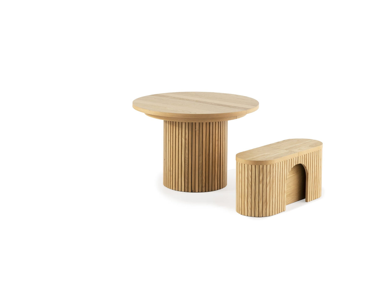 Extendable Round Dining Tables Sets with Round Bench | TT CA