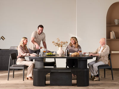Extendable Round Table with Round Bench and Chairs | TT CA