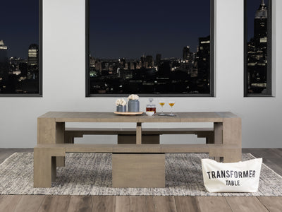 Extendable Dining Table Set with 2 Benches | Transformer Table