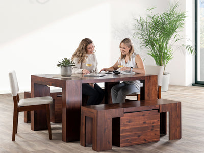 Extendable Dining Table Set with 2 Benches | Transformer Table