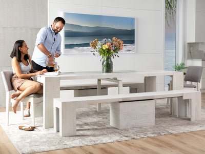 Dining Set with Extendable Table and 2 Benches | Transformer Table