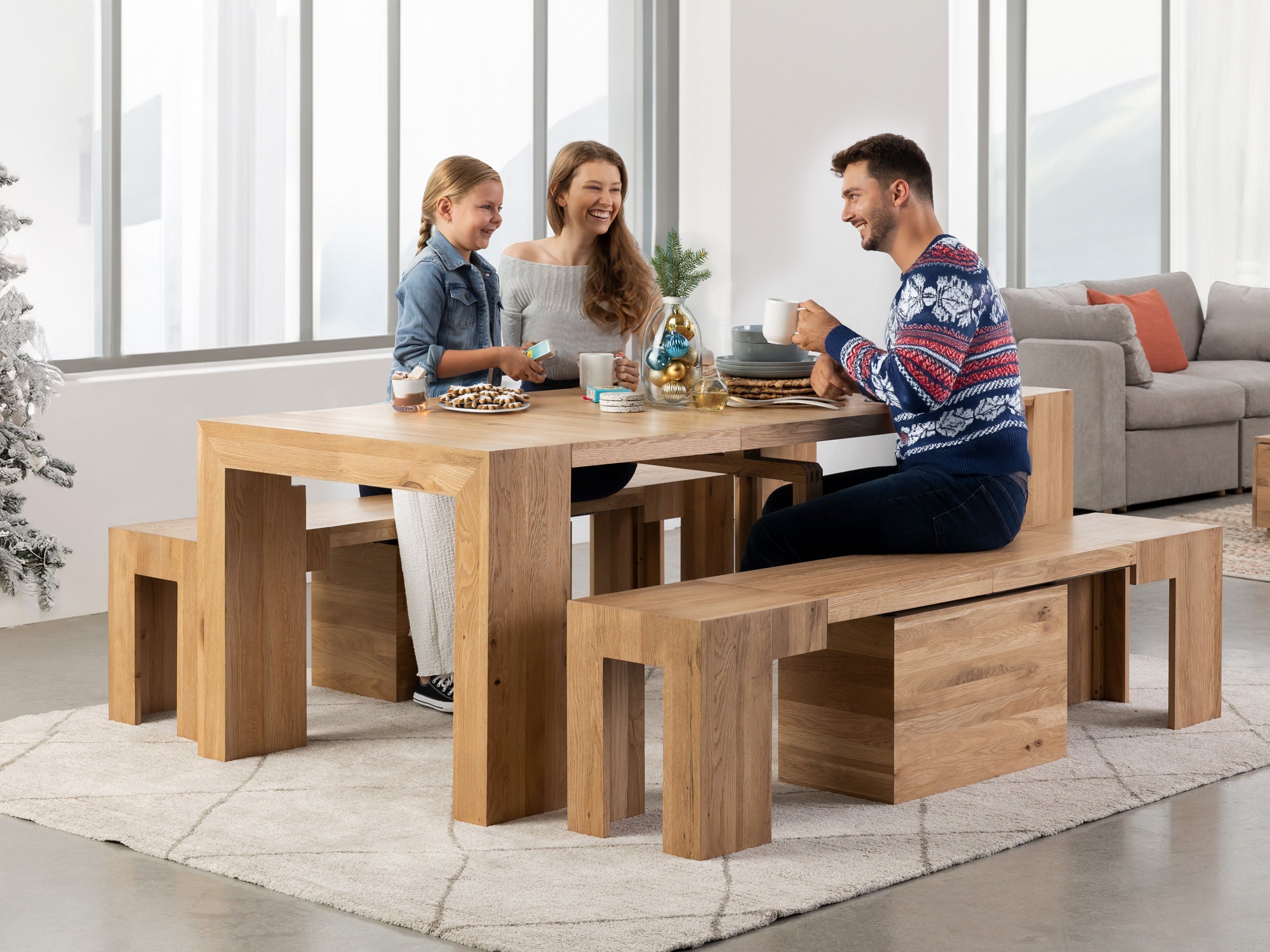 The Gathering Extendable Dining Table Set Wooden Brazilian Sequoia Transformer Table