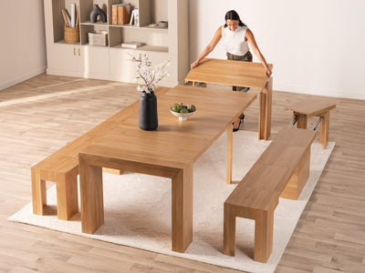 Dining Set with Extendable Table and Two Benches | TT CA