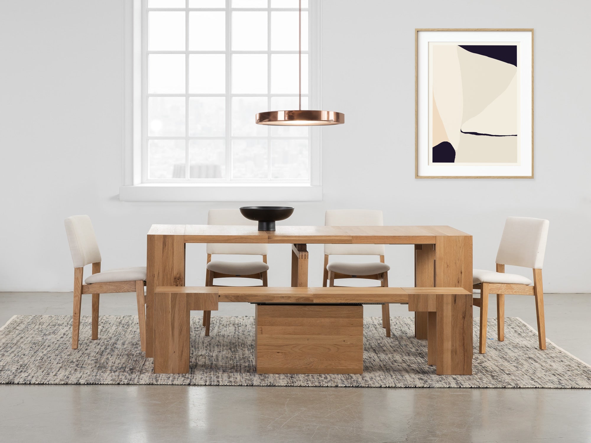Extendable Dining Table Set with Bench and Chairs | Transformer Table
