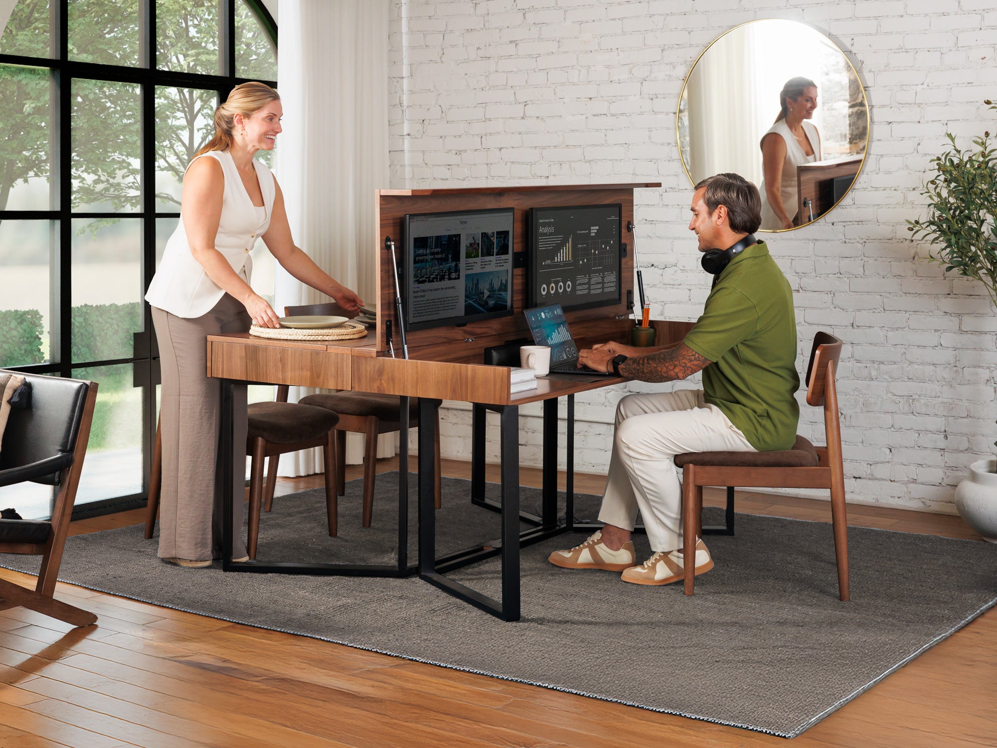 Adjustable Home Office Double Desk - Table to Desk | TT CA